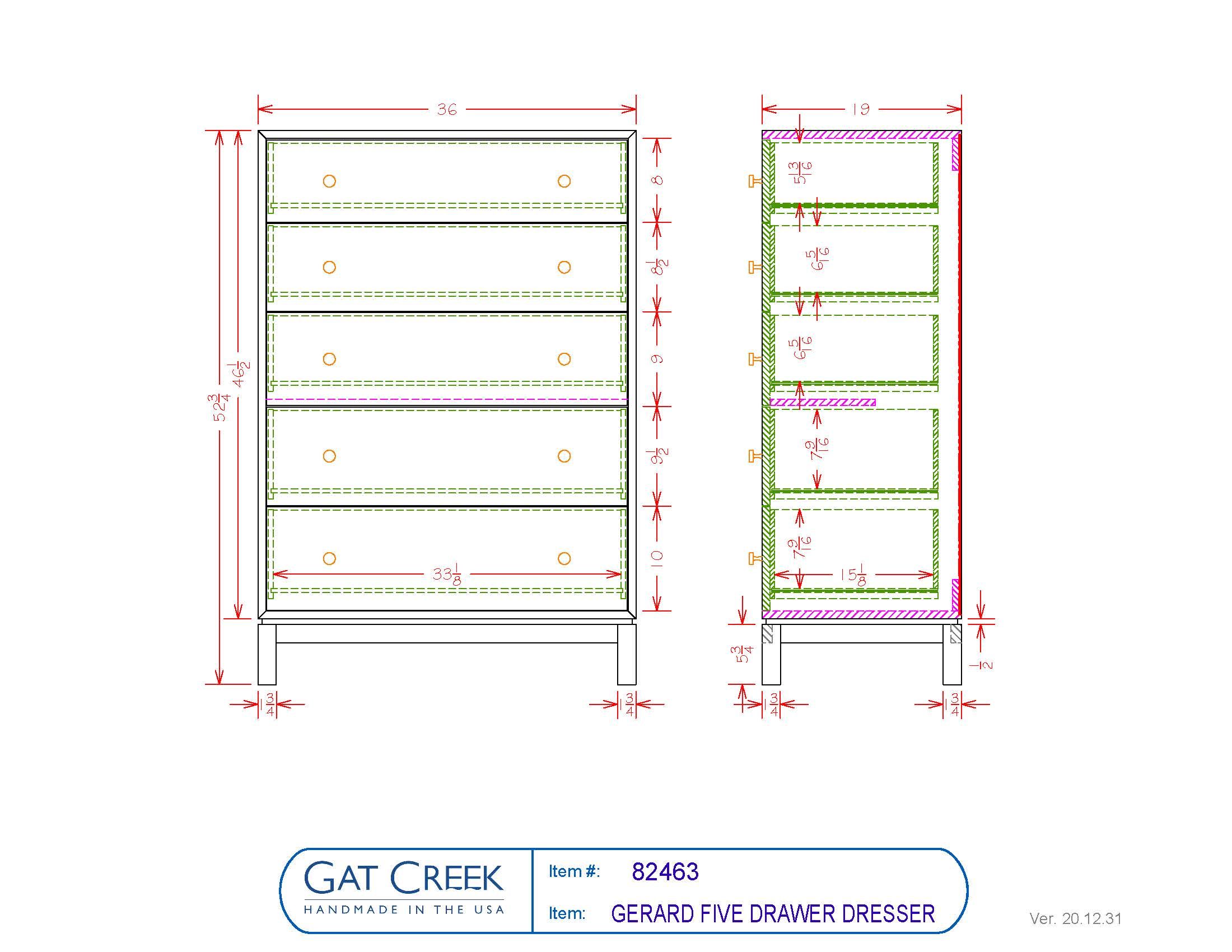 Gerard Five Drawer Dresser